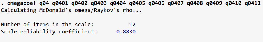 [Stata] Calculating McDonald’s Omega